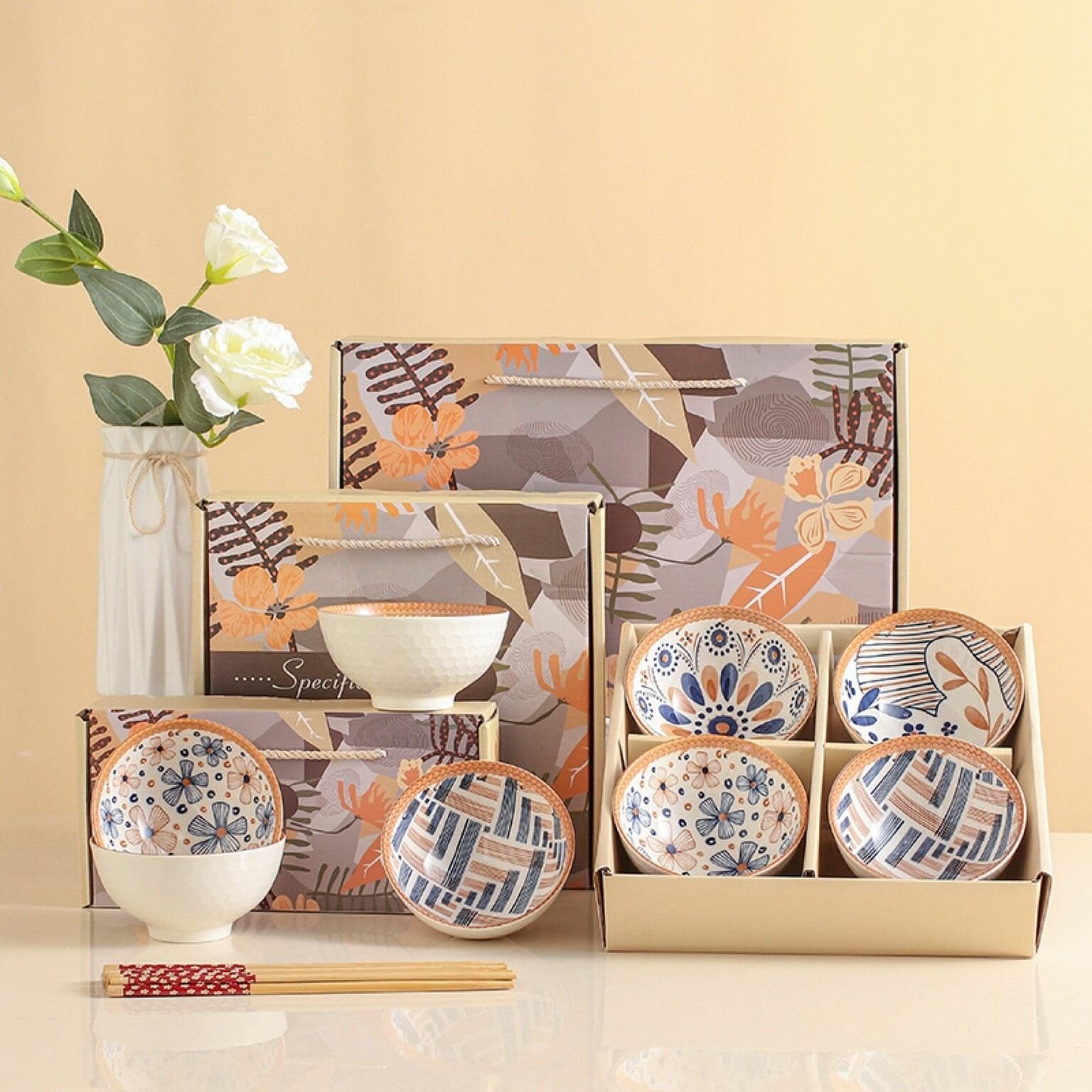 Пиала из керамики, подарочный набор, 4 штуки.