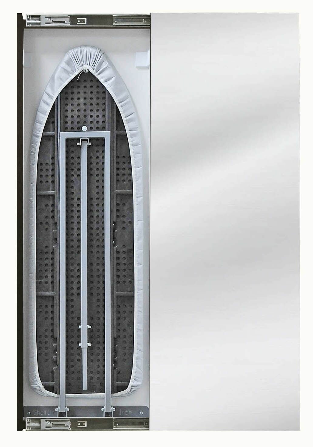 Встроенная гладильная доска с зеркальным фасадом Айрон Слим Термо, венге купе право