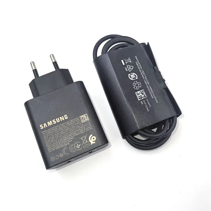 Оригинальное зарядное устройство SAMSUNG, адаптер быстрой зарядки PD 50 Вт для S25 S24 S23 Ultra Z Fold 6 5 4, зарядное устройство для телефона и кабель для быстрой зарядки 1/1,8 м EU and 1M cable