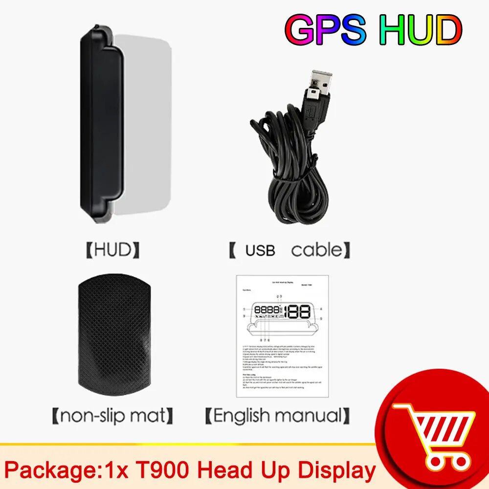 C500 OBD2 Проекционный дисплей Лобовое стекло Автомобильный спидометр Аксессуары для проектора T900 GPS HUD Для всех скоростей автомобиля KM/H MPH по индивидуальному заказу GPS HUD-T900
