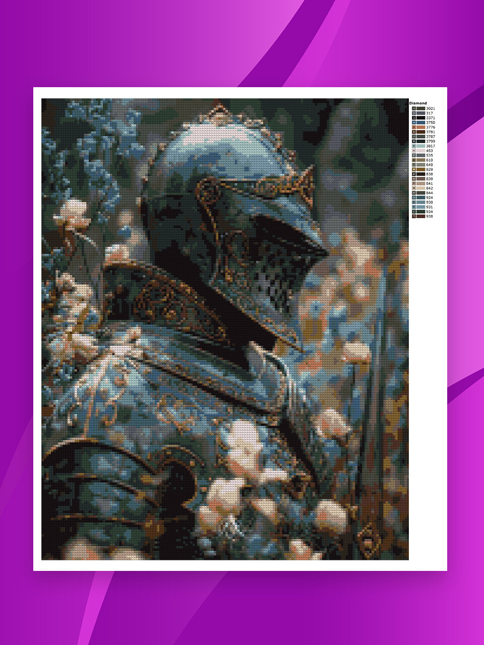 Алмазная мозаика без подрамника - вышивка Рыцарь 40 х 50 см