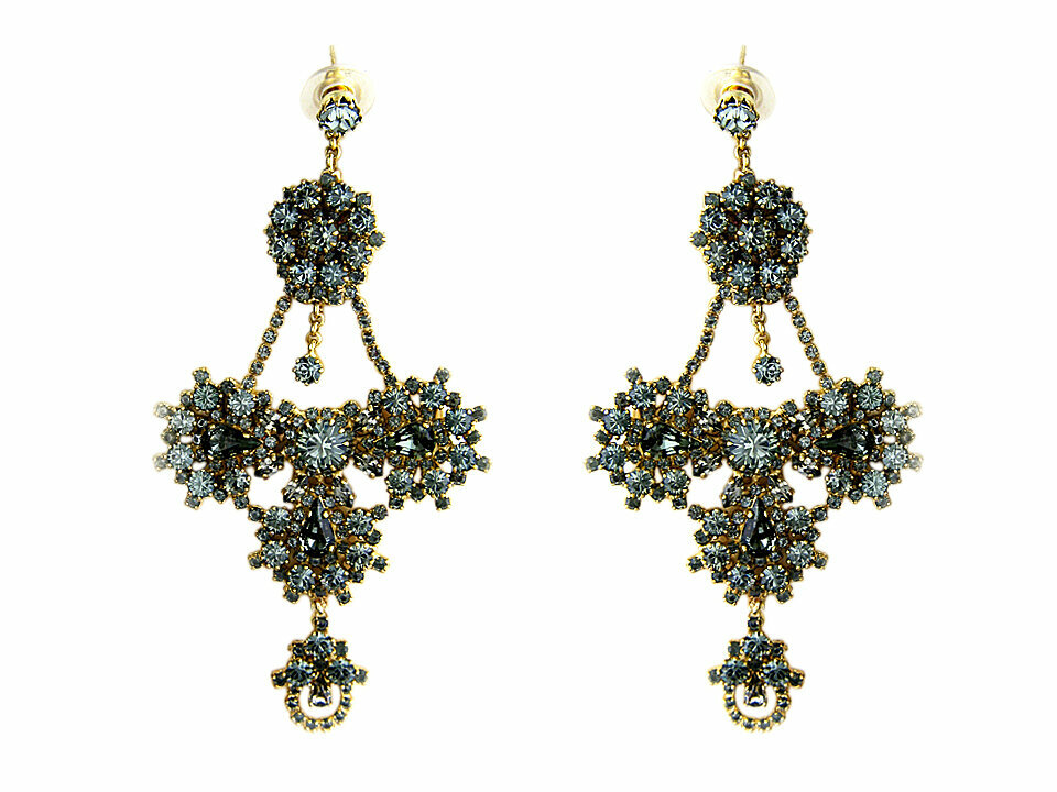 Серьги, сталь, кристаллы Swarovski