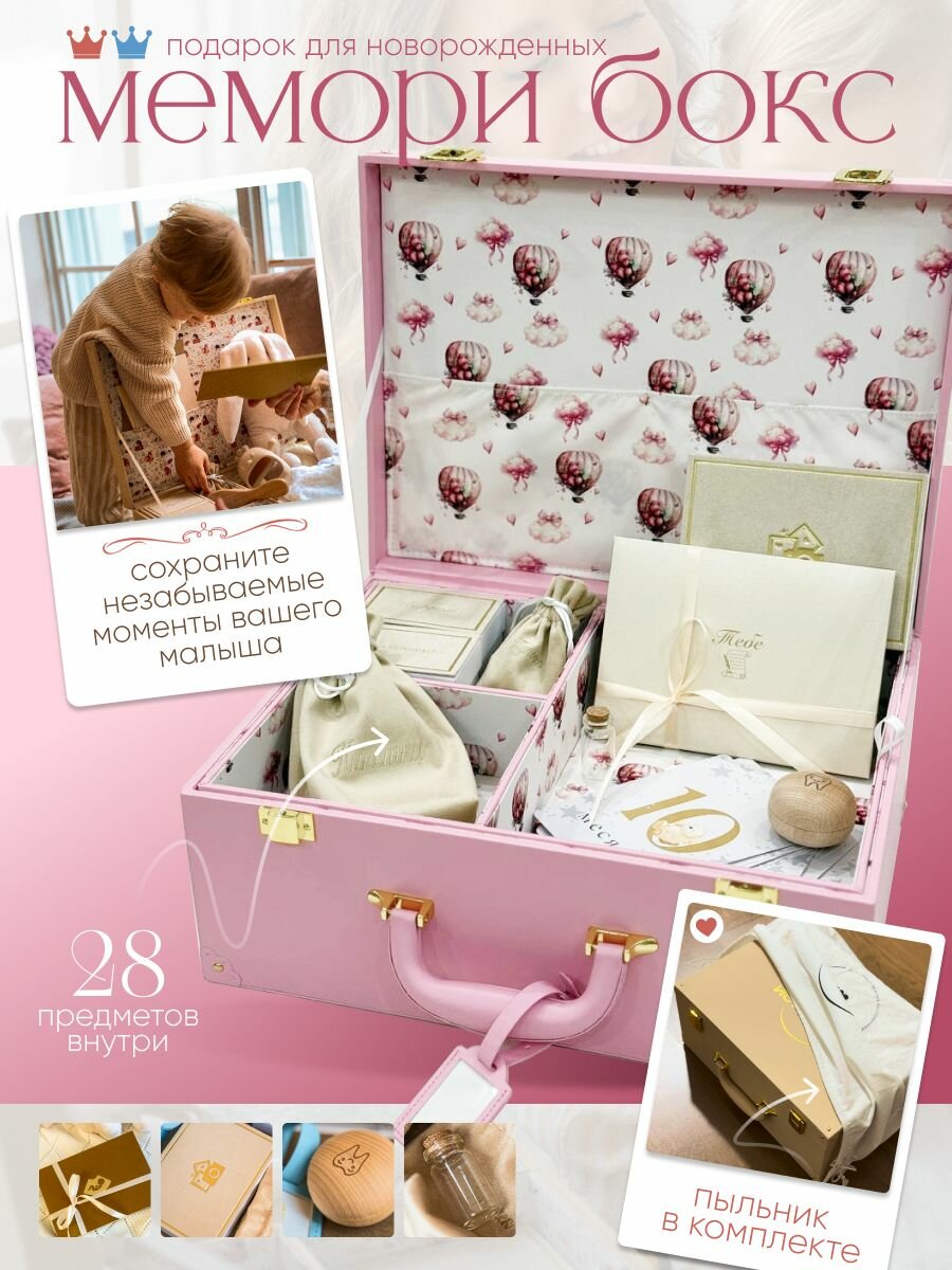 Мемори-бокс подарок новорожденному, подарок на выписку из роддома, подарок на рождение ребенка, подарок на гендер пати