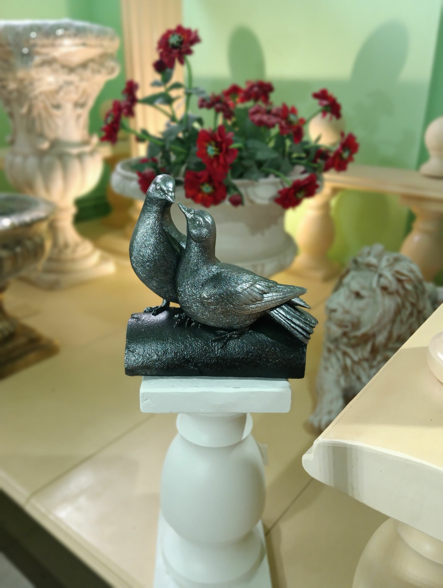 Два голубя для декора Дом-Сад цвет серебро