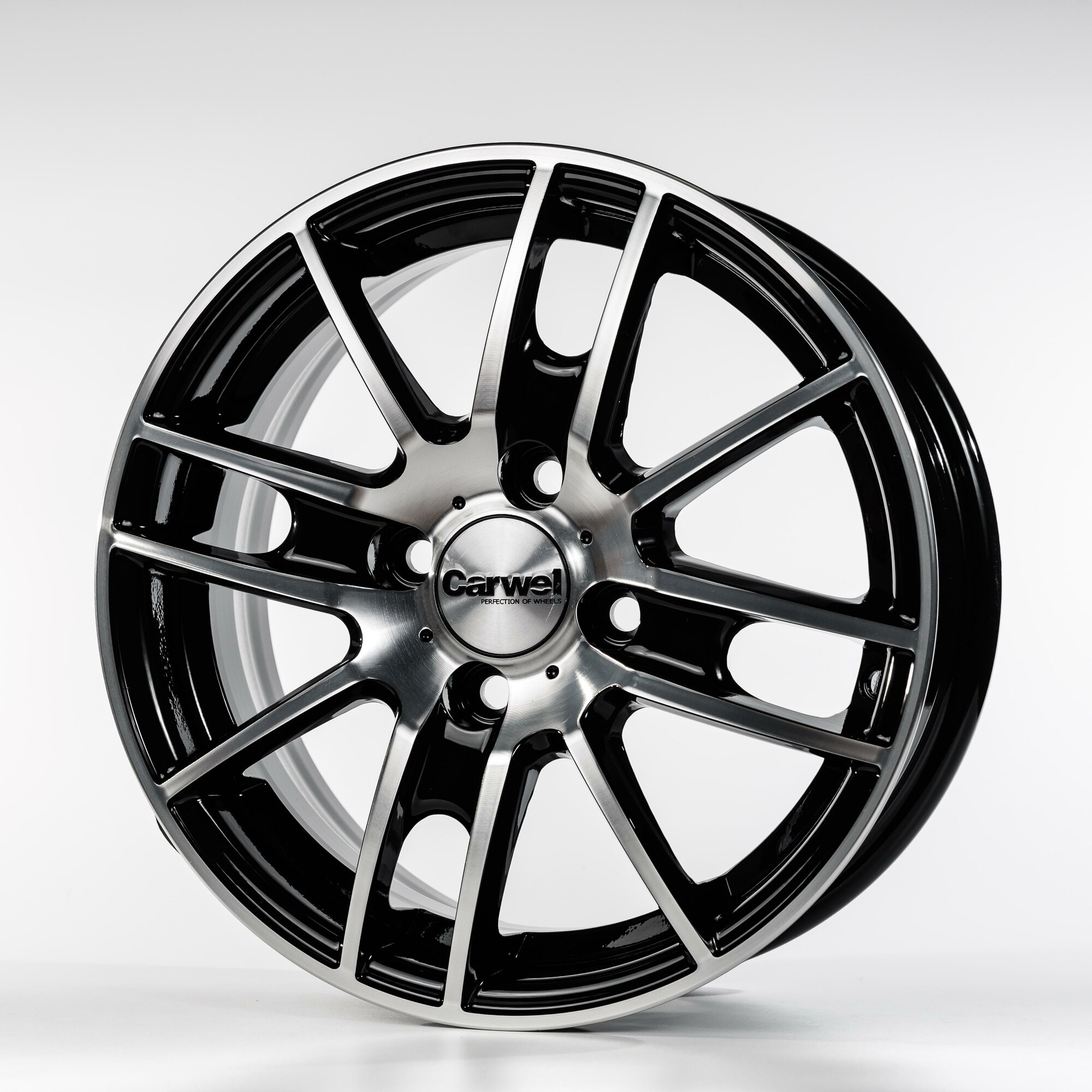 Диск автомобильный литой Carwel Лада 173 14x5.5 4x108 et45 dia63.35 Чёрный глянцевый с полированной лицевой частью