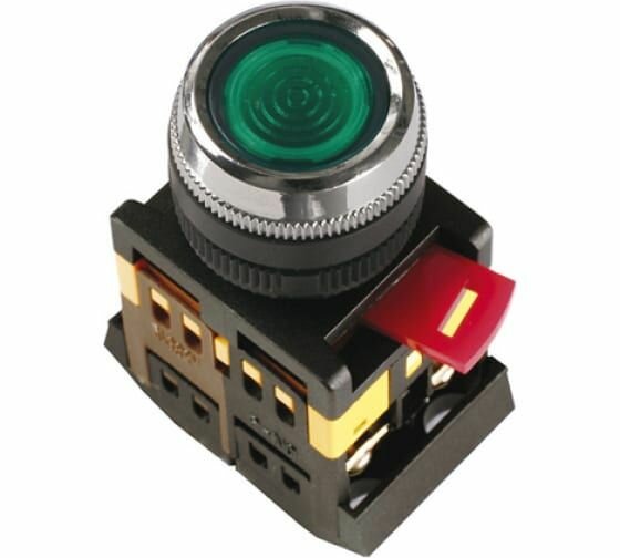 Кнопка ABLFS-22 зеленый d22мм неон/240В 1з+1р IEK