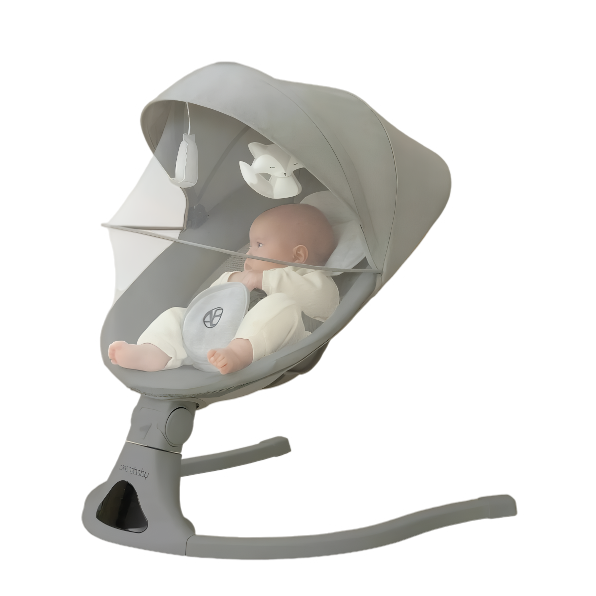 Электронные качели детские AmaroBaby "Funny Swing", с пультом ДУ, серая