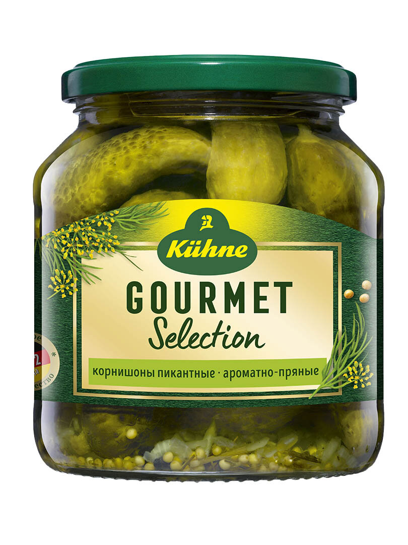 Огурцы Kuhne Fine Gherkins GS Корнишоны пикантные в маринаде, 530 г