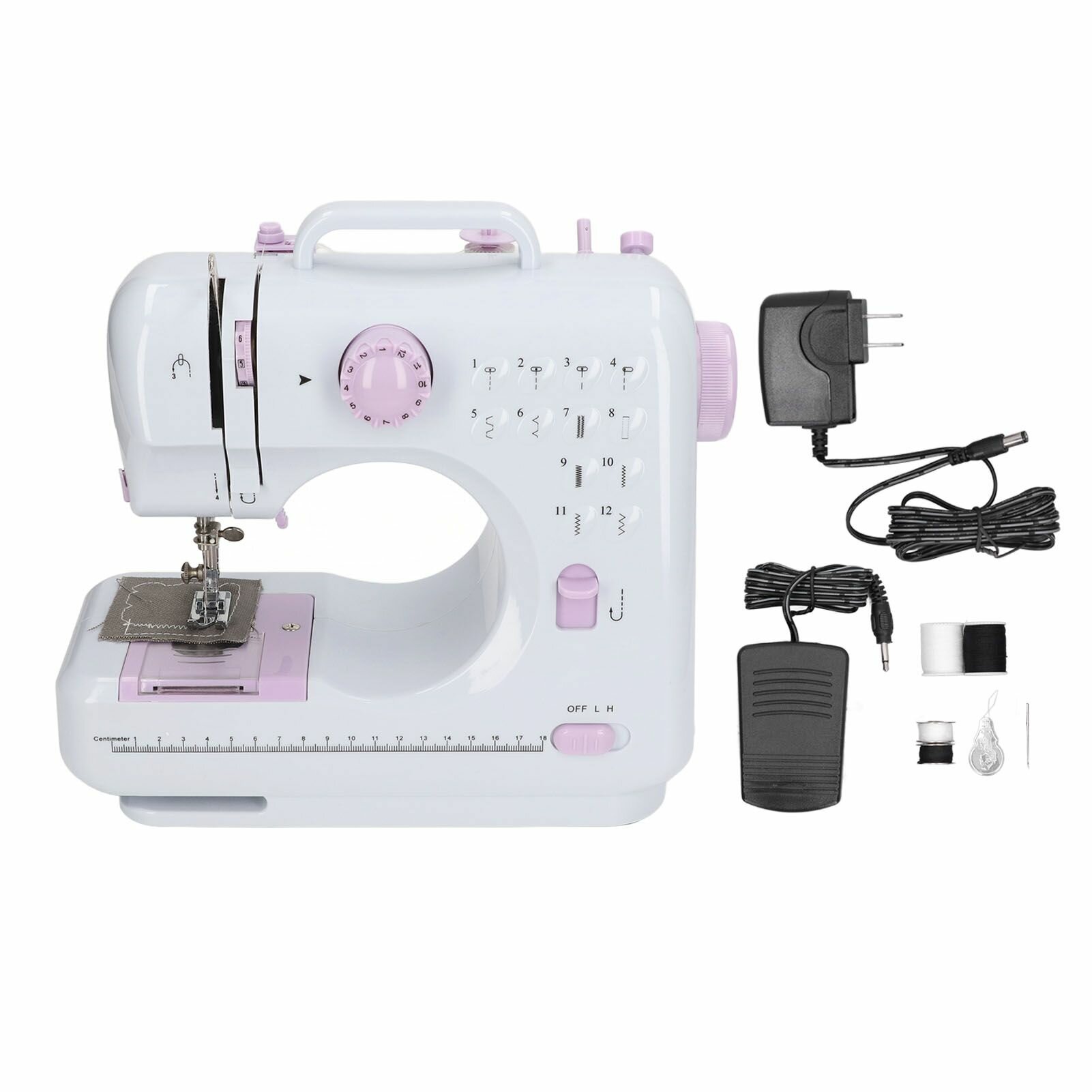12-строчная автоматическая электрическая швейная машина с функцией шитья, небольшая бытовая швейная машина с автоматическим намоточным устройством, компактный дизайн для простоты использования