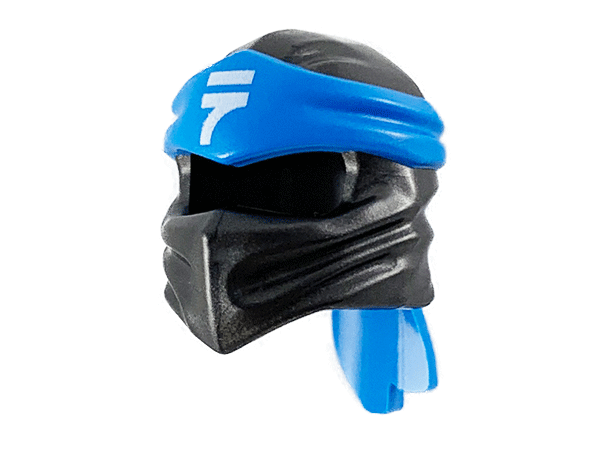Minifigure, Headgear Ninjago Wrap Type 4 with Molded Dark Azure Headband and Printed White Ninjago Logogram Letter N Pattern, 40925pb11 Pearl Dark Gray N