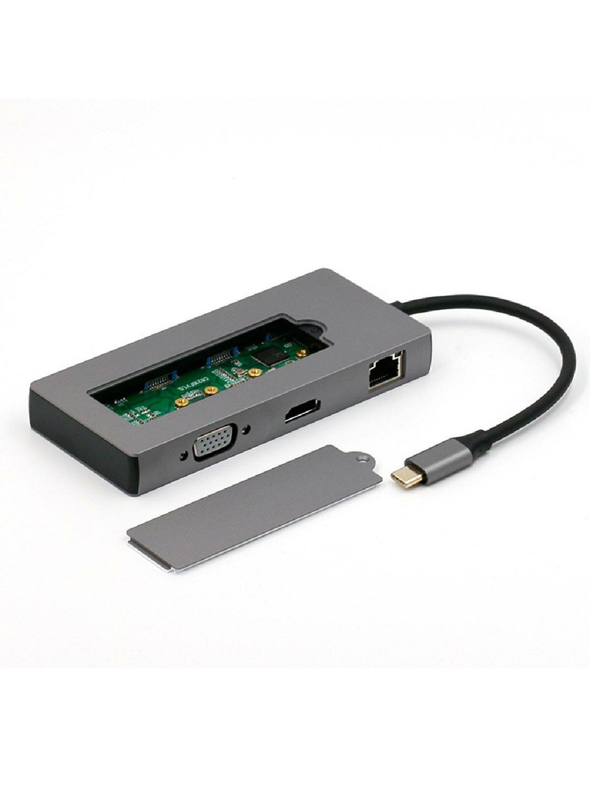 8 in1 USB C Docking Station VGA PD Network Adapter Hard Disk for M.2 SSD HUB to HDM-compatible Converter for PC Notebook