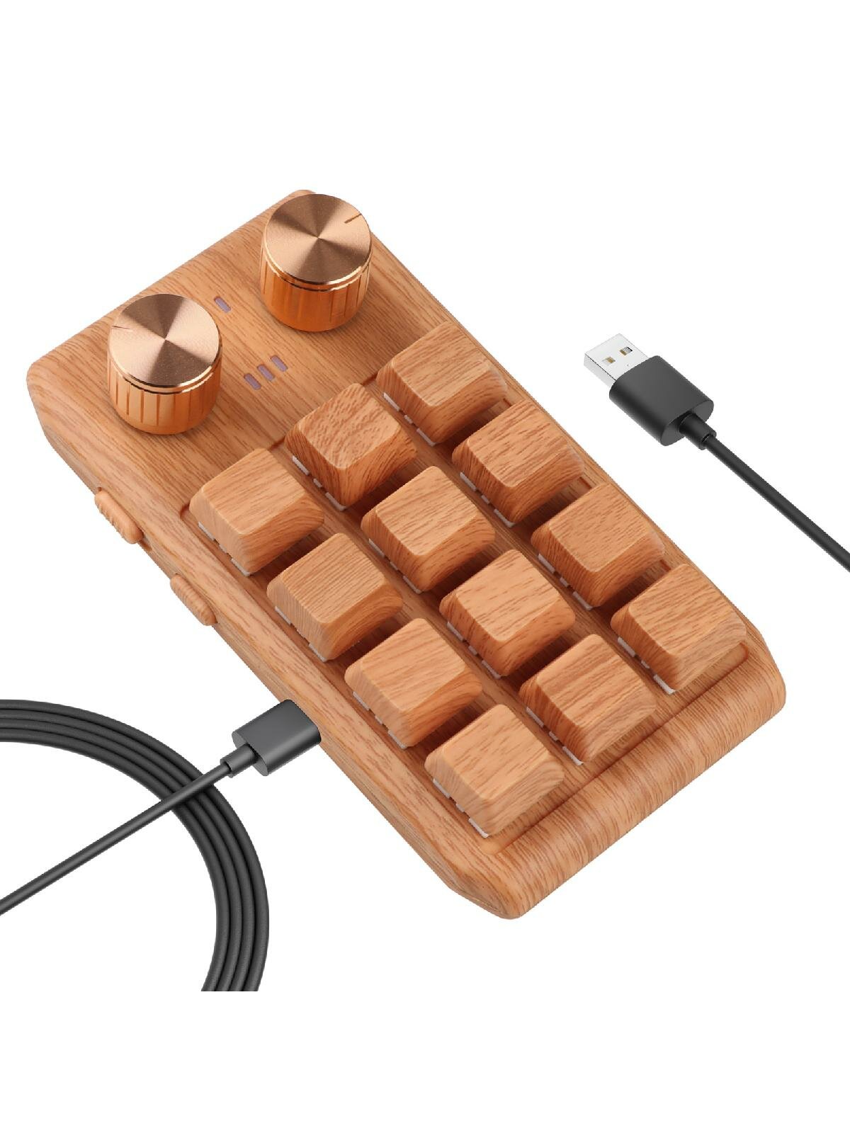 One Handed Gaming Keyboard with 12 Programmable Keys 2 Knobs RGB USB/Bluetoothcompatible Mini Mechanical Keypad Portable