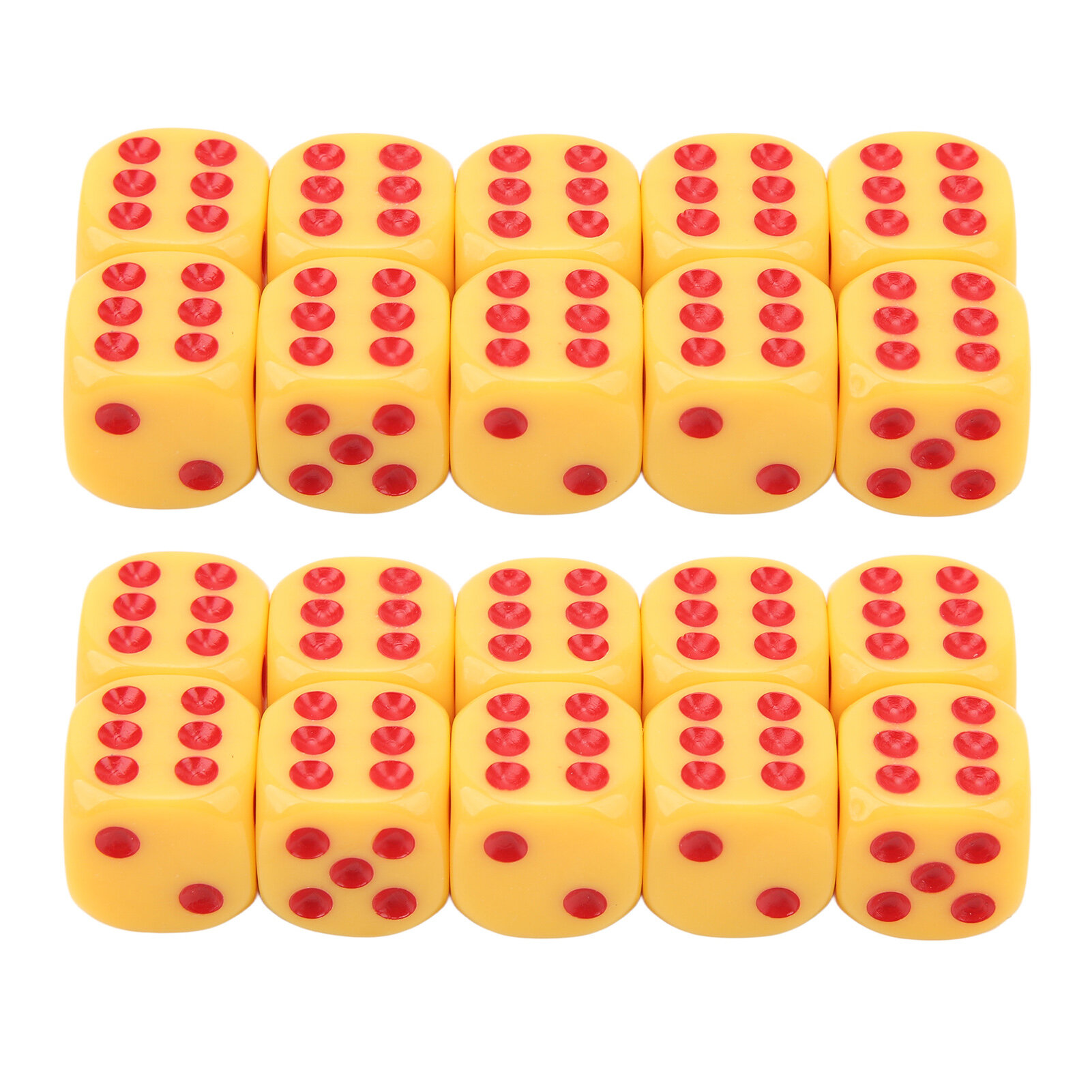 20Pcs 16mm Rounded Corner Dice 6 Sided Game Set for Table Board Games Math Yellow Red Dots
