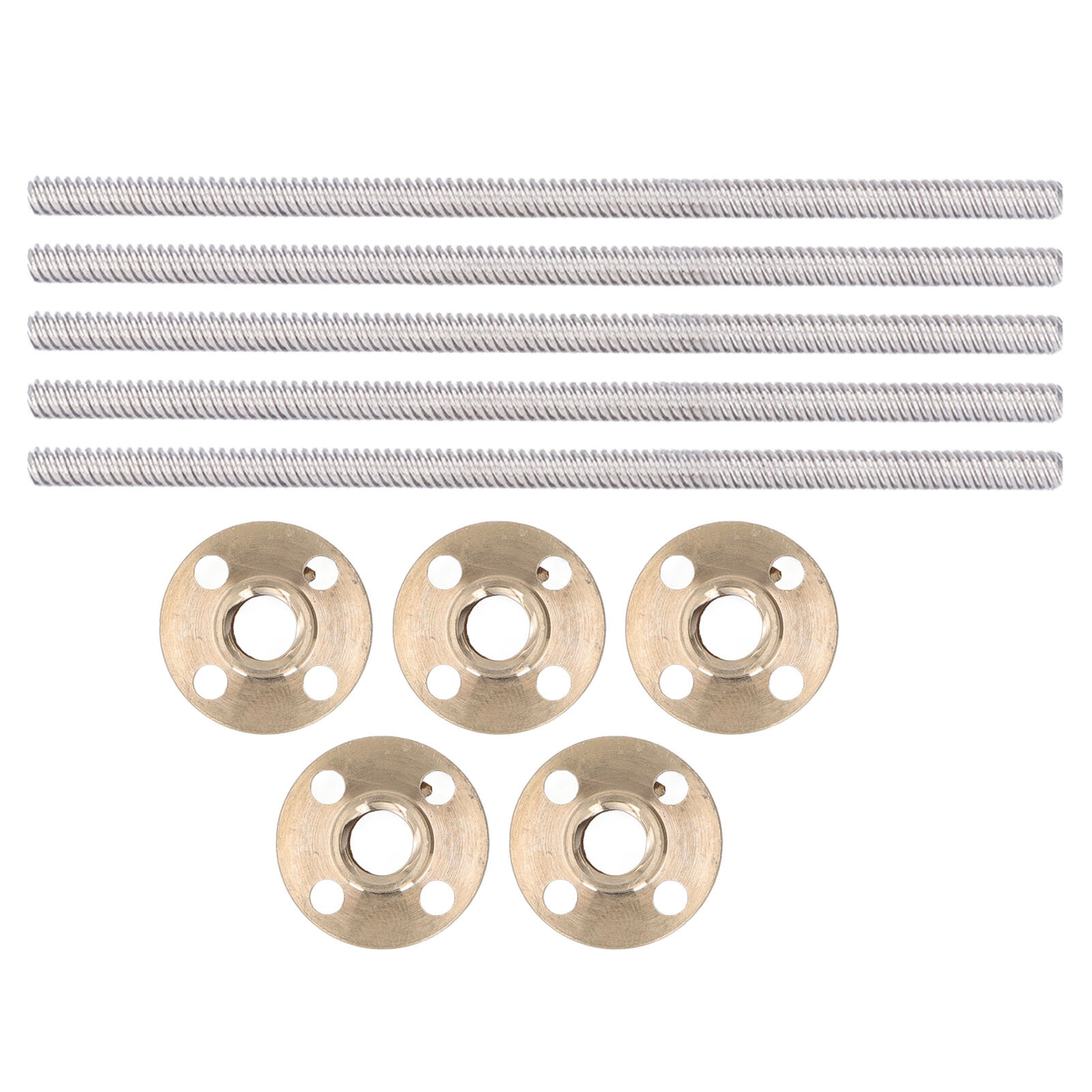 Комплект из 5 ходовых винтов T8x8 с латунной гайкой для 3D-принтера, высокопрочная трапецеидальная резьба, точная замена для линейного перемещения.