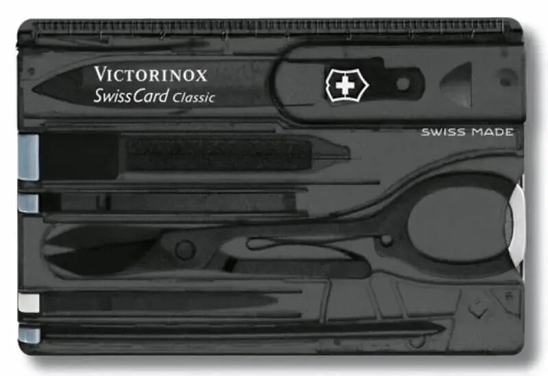 Швейцарская карта Victorinox SwissCard Classic (0.7133. T3) черный полупрозрачный коробка подарочная