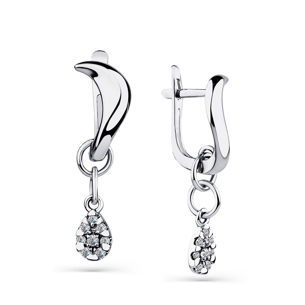 Серьги, белое золото, 585 проба, бриллиант