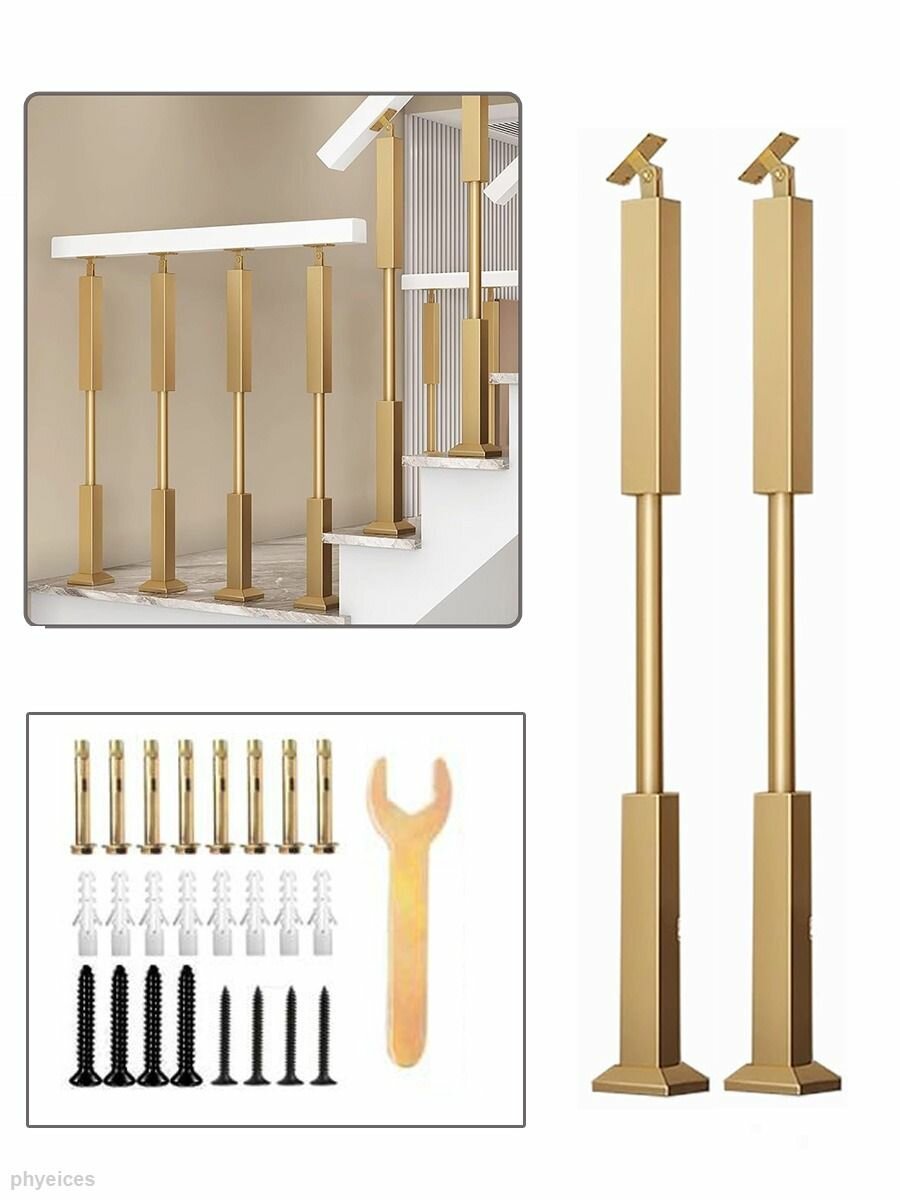 Металлические стойки для перил, 270 регулируемые для лестниц, крыльца, террасы (дерево, бетон, улица/помещение)