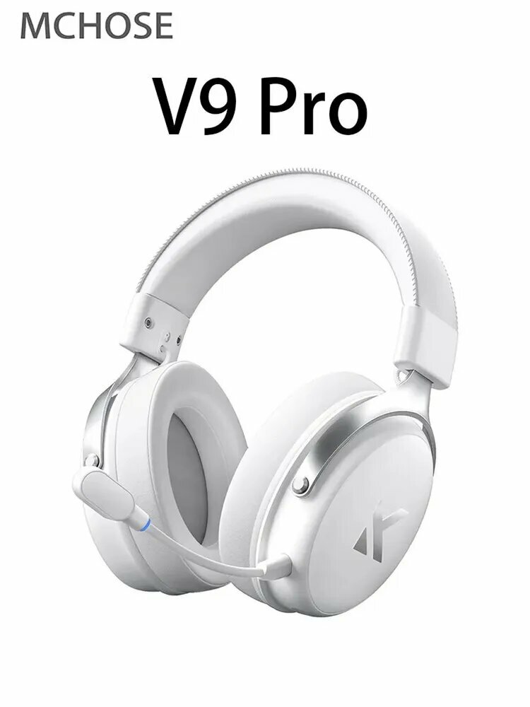 MCHOSE Наушники с микрофоном Mchose V9 PRO, Радиоканал, Bluetooth, USB Type-C, серебристый, белый
