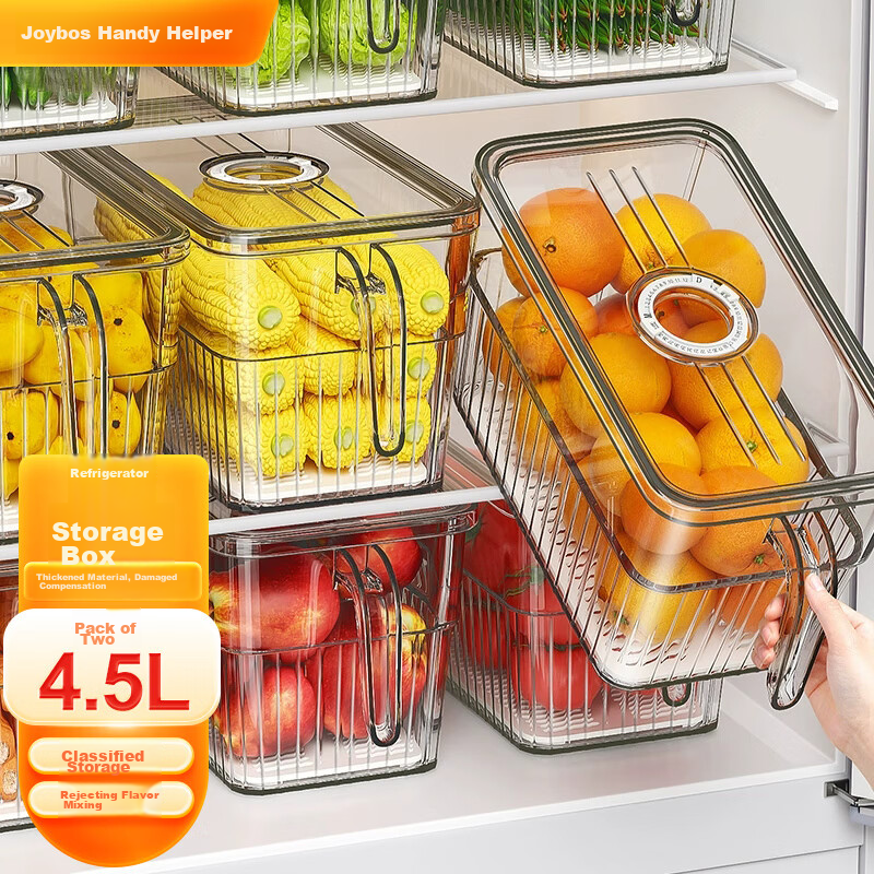 Jiabangshuo Refrigerator Storage Box, Food-Grade Sealed Container, for Fresh-Keeping, Freezing, Kitchen, Fruits, Vegetables, Eggs, Storage Box