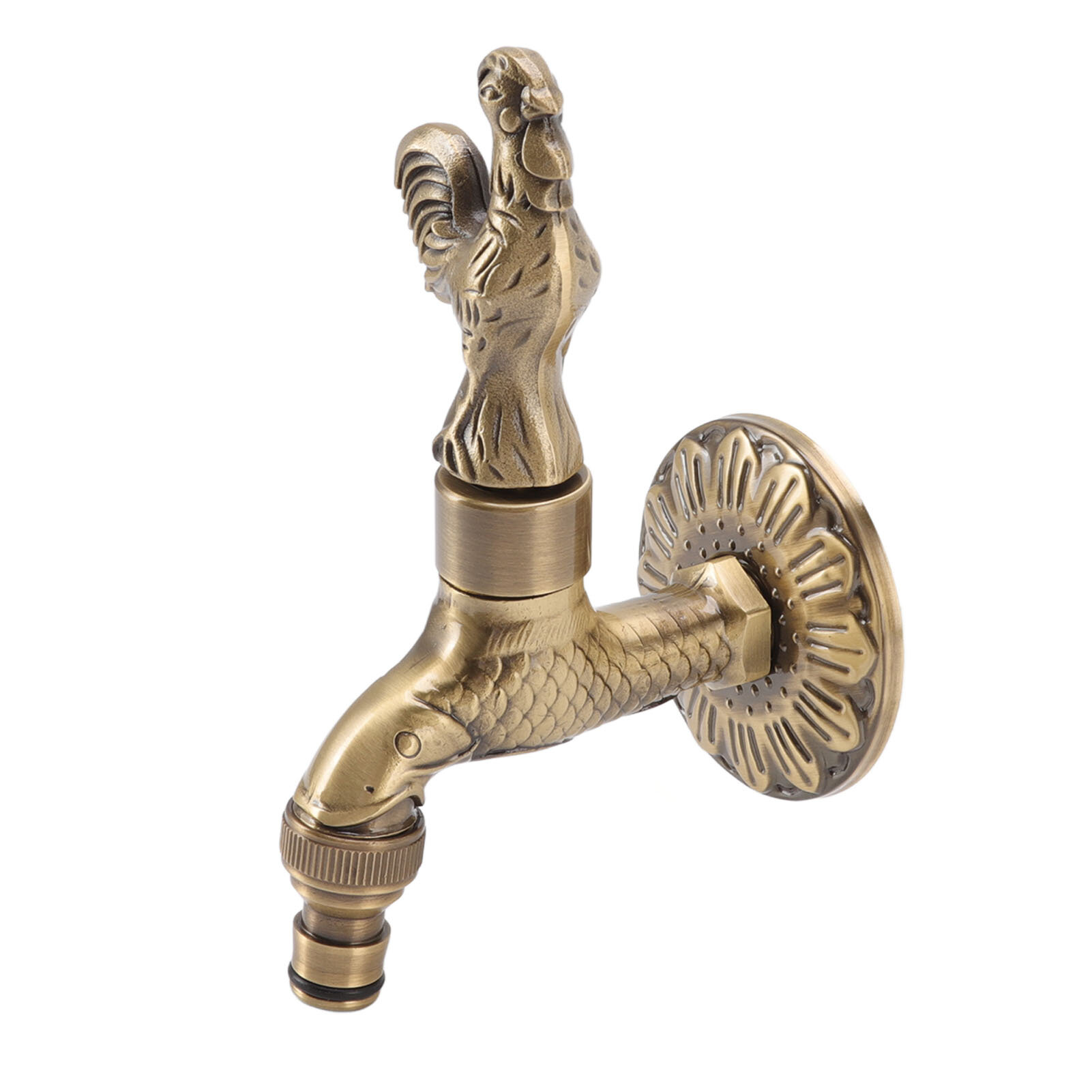 Антикварный резной кран бронзовый медный карп ретро антикоррозийный уличный садовый кран для туалета G1/2in петух