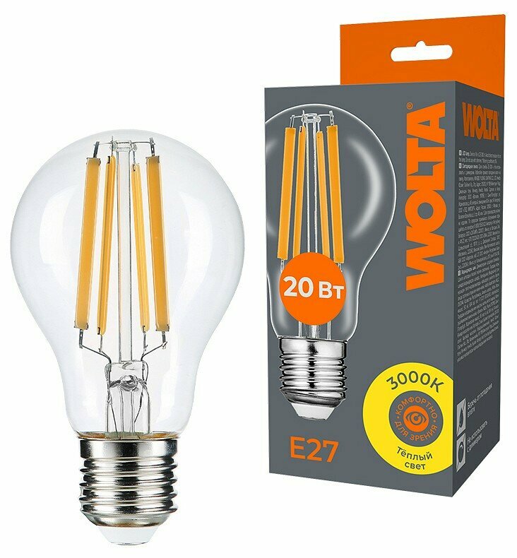 Лампа светодиодная Wolta E27 20Вт 3000K WF-A60-20W3KE27