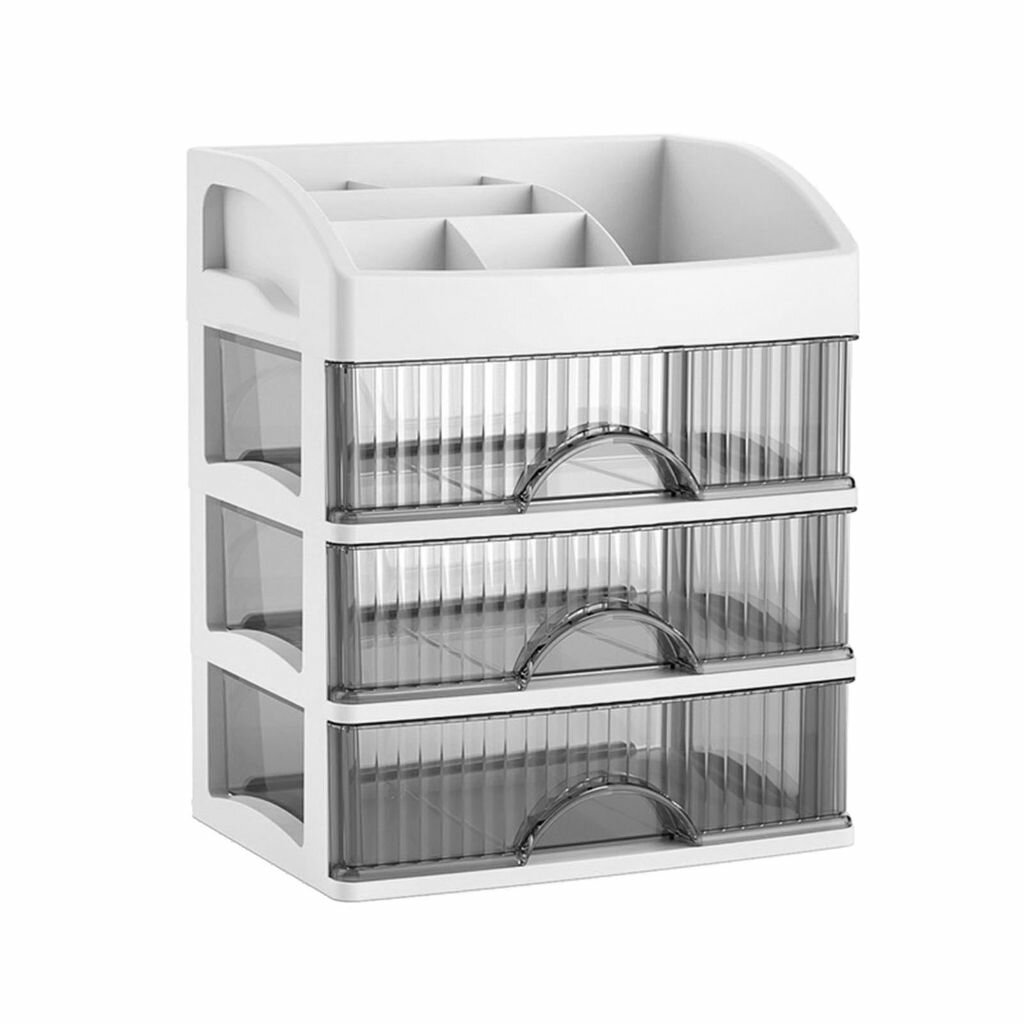 (1 шт.) Настольный шкаф для хранения с выдвижными ящиками-белый-4 слоя