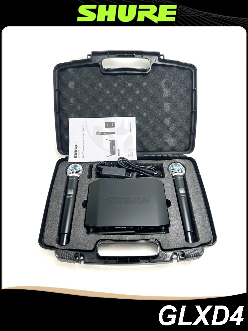 SHURE GLXD4/BETA58A система дуэт (1 приемник + 2 микрофона), ручной микрофон Beta 58A, для сцены, свадеб, мероприятий, стриминга