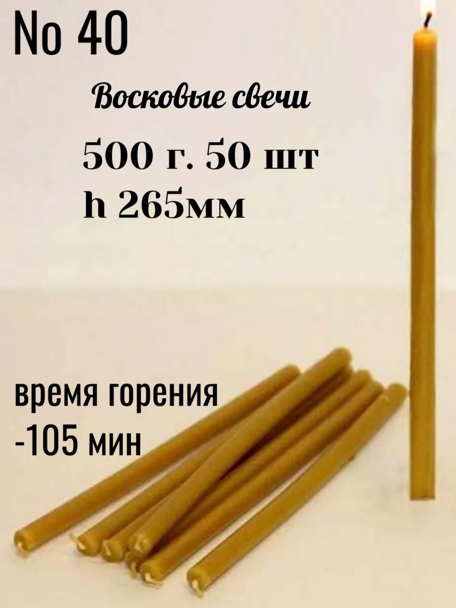 Свечи церковные освященные восковые № 40