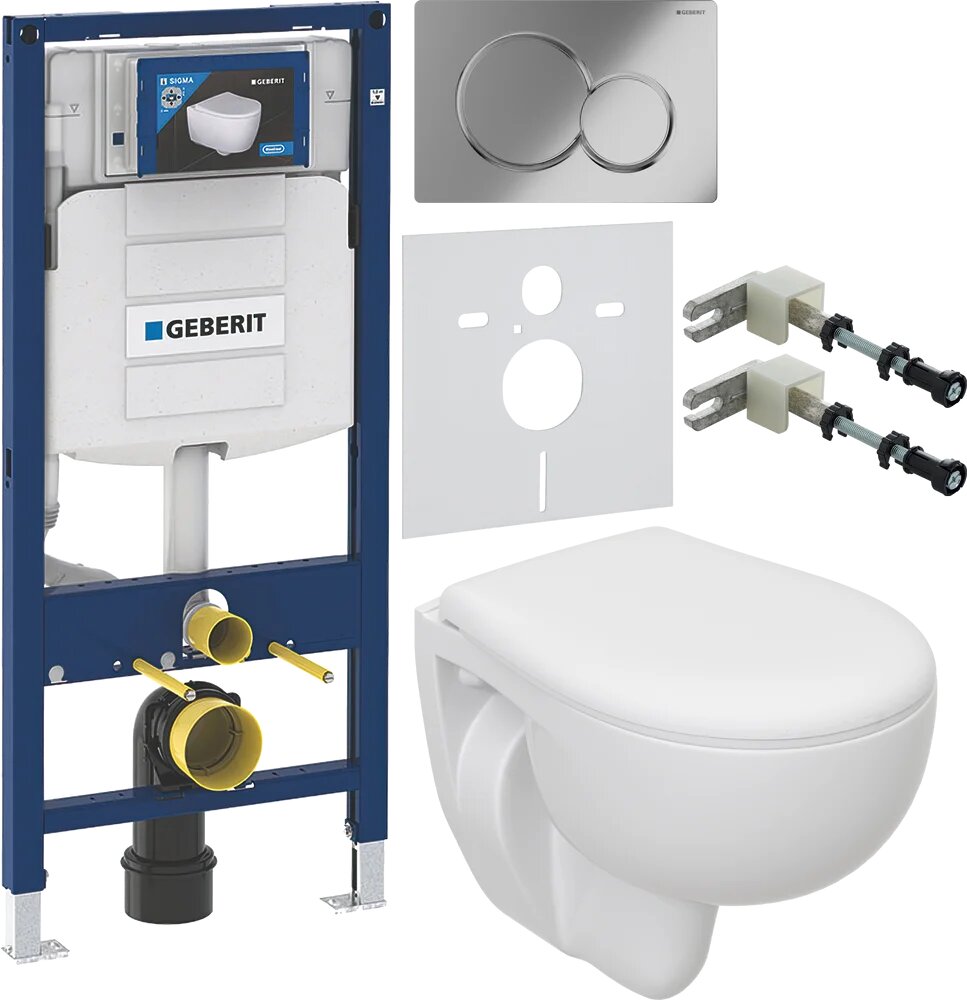 Комплект Унитаз подвесной Seramiksan Natura A051041H / Крышка AG50002 / Инсталляция Geberit Duofix UP 320 111.300.00.5, Кнопка Sigma хром, Крепления к стене, Шумоизоляция
