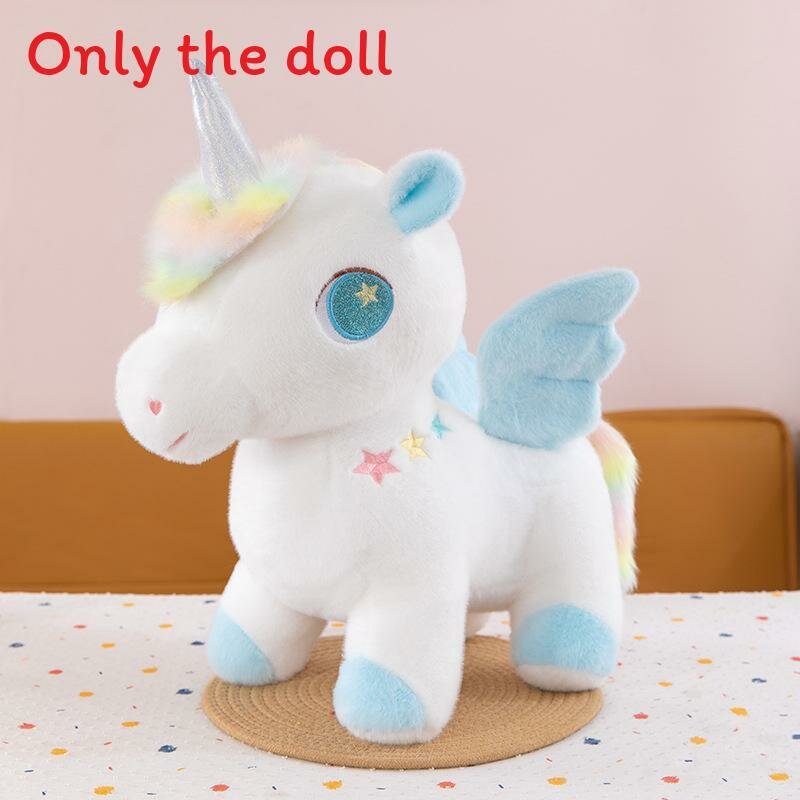 Unicorn plushie with colorful plush material for kids play and comfort toy blue 25cm