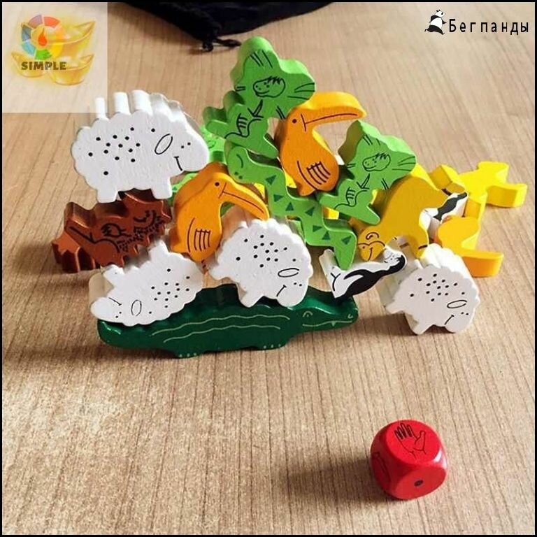Animal Upon Animal Board Game, Wooden Game For Family/Friends Kids Early education puzzle toys настольная игра
