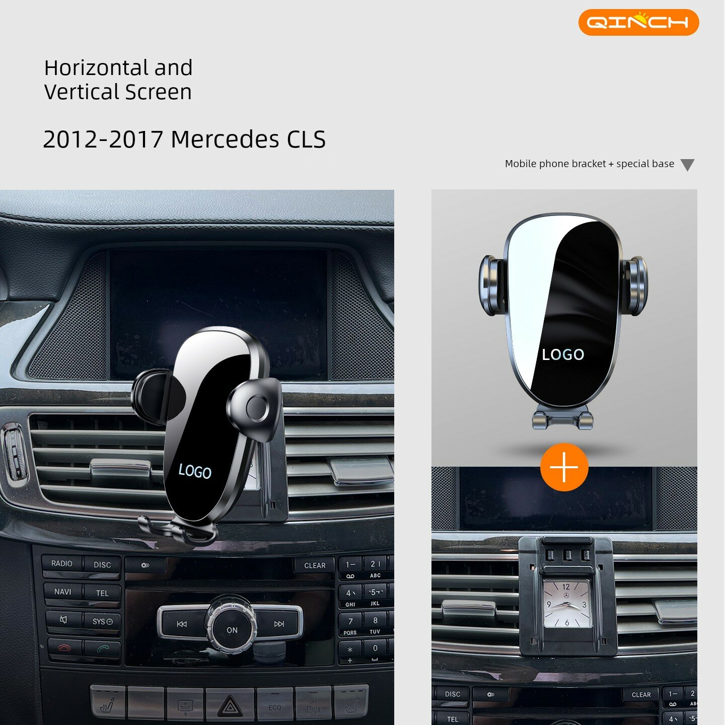 Автомобильный держатель для смартфона Mercedes CLS 2012-2017 с гибким пейзажным режимом, черный
