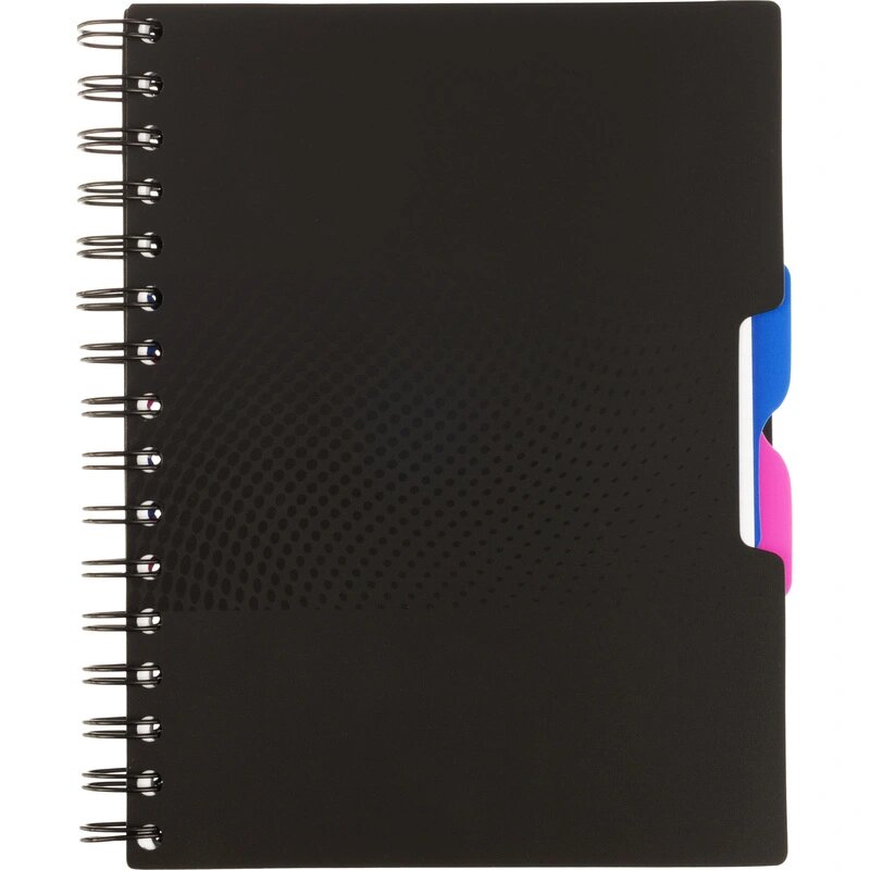 Бизнес-тетрадь А5,140л, кл, спир, пласт. обл,2разд Attache DIGITAL черн 876748