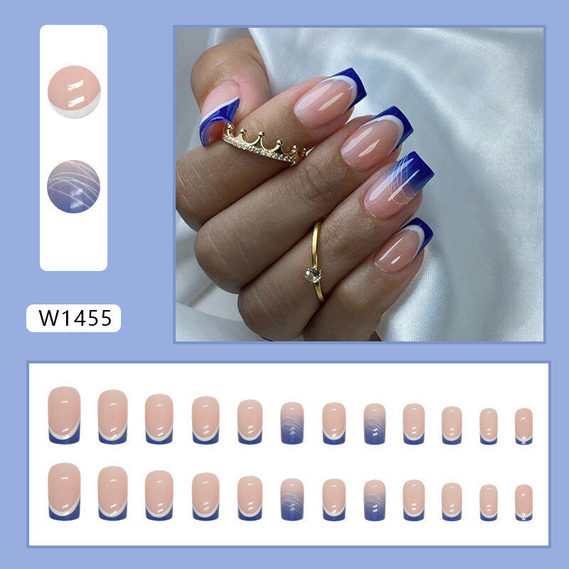 Модные ногтевые дизайны с градиентным блеском «Аврора», цветочные и леопардовые узоры, цвет: клейн-синий