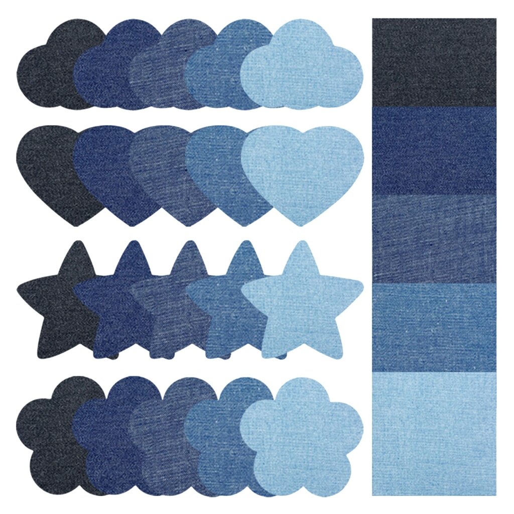 25шт Джинсовые Нашивки 5 Цветов Гладкие Нашивки Внутри и Снаружи Сильнейший Клей для Ремонта Джинсов, Украшения Одежды 75 мм