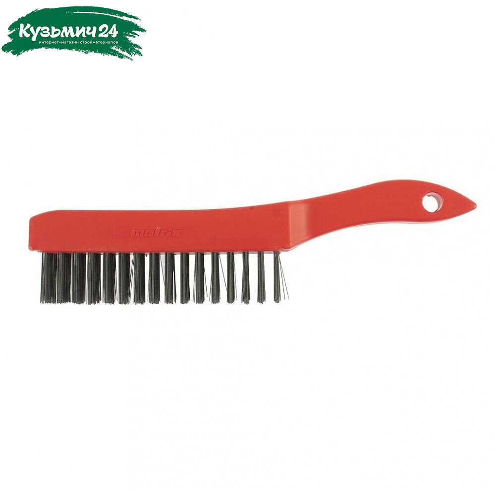 Щетка зачистная Matrix 74816, шестирядная, закаленная прямая проволока, с пластиковой ручкой
