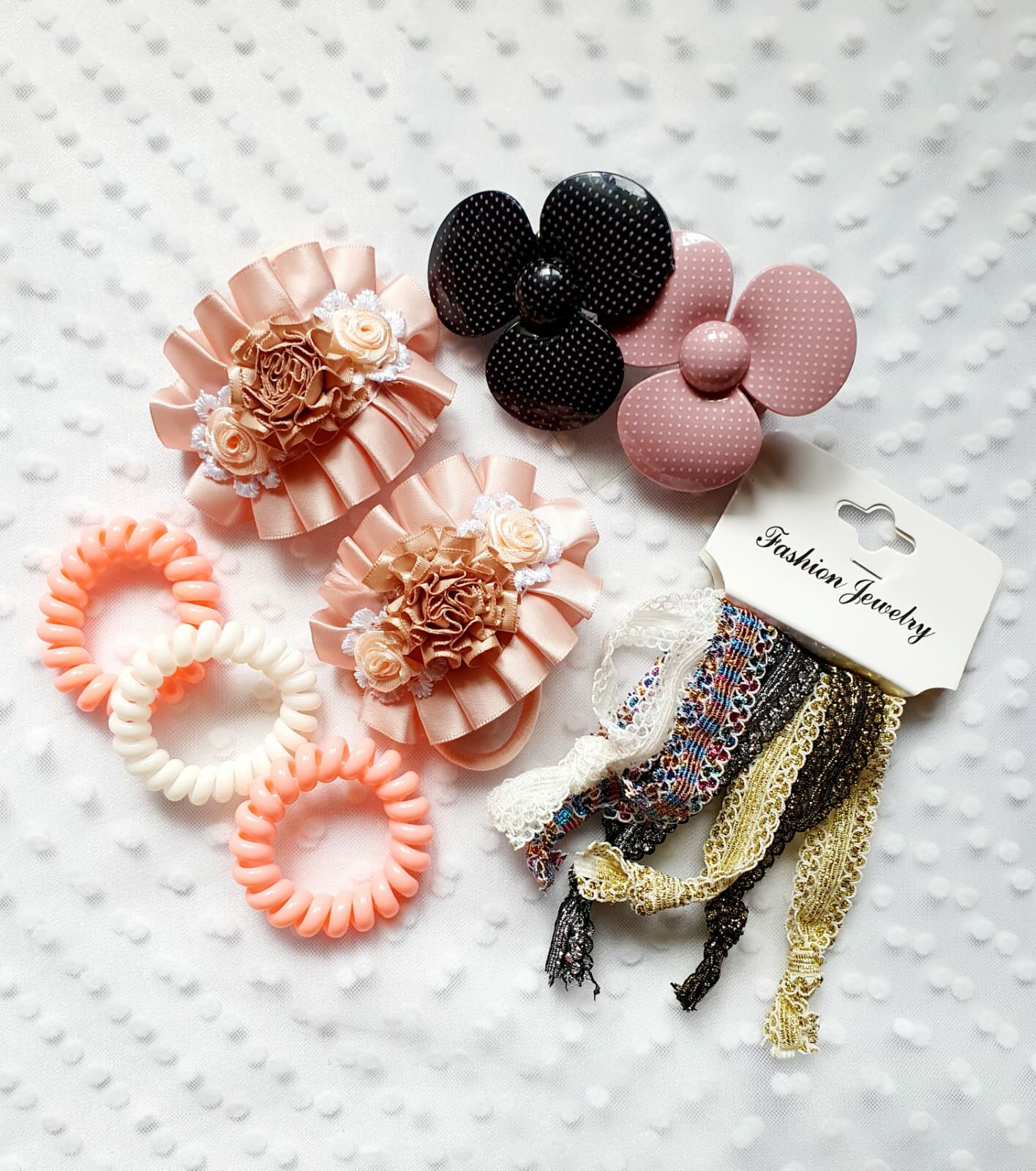 Набор аксессуаров для волос "Розы", резинки, заколки, женский, 13 предметов, цвет микс, бежевый