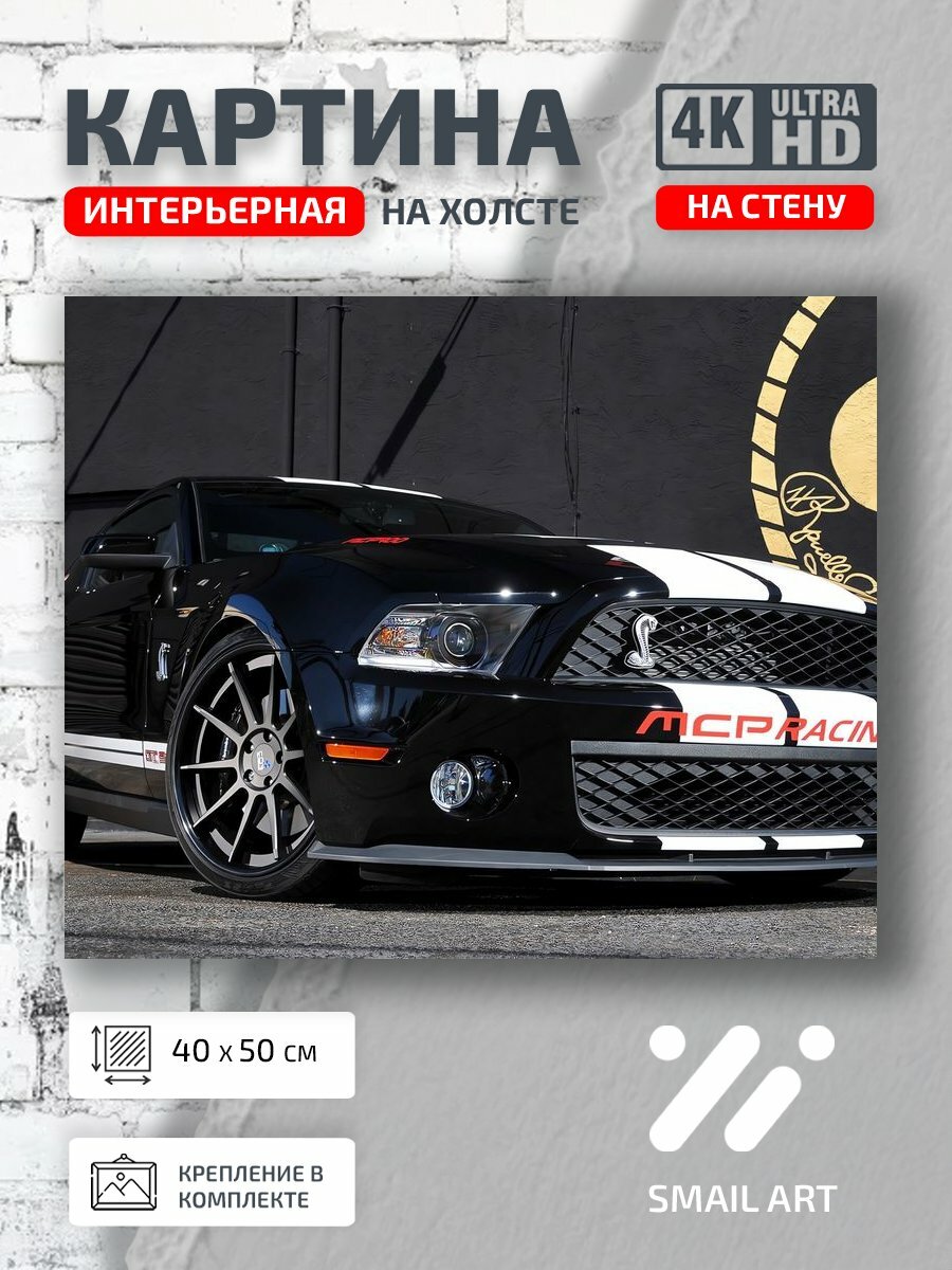 Картина на холсте интерьерная 40 на 50 на стену Тюнинг shelby для студии авто дизайн декор
