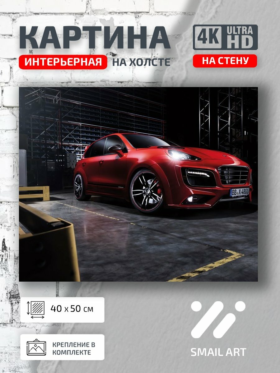 Картина на холсте интерьерная 40 на 50 на стену Гараж cayenne для киномана авто дизайн