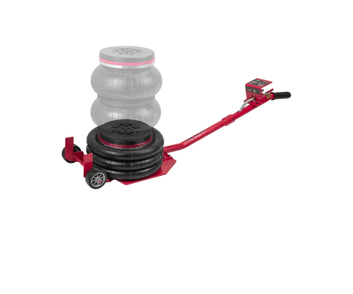 Домкрат подкатной пневматический PATRON 3,5т, с подушками 255 мм, красный