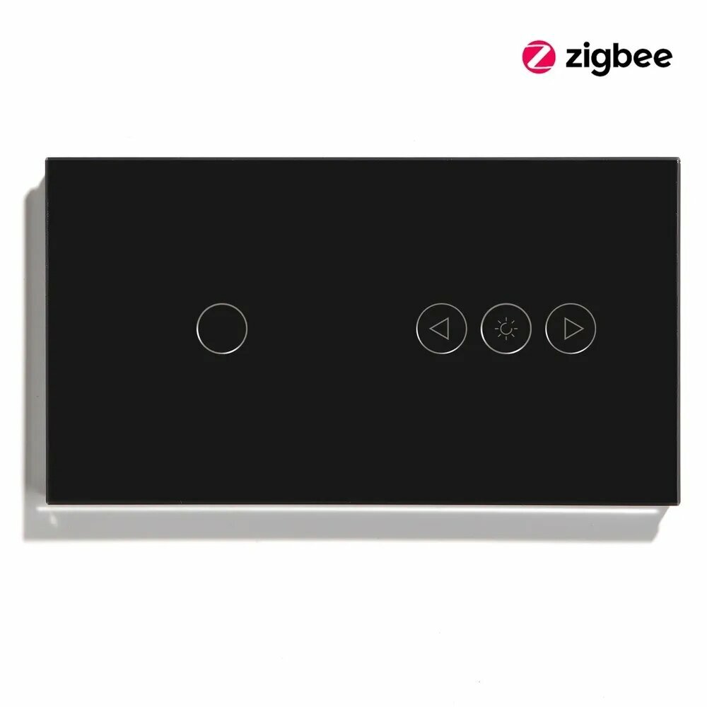 Сенсорный выключатель c Алисой, умный Zigbee выключатель 3 клавиши с светорегулятор, работает со шлюзом, панель стекло Черная