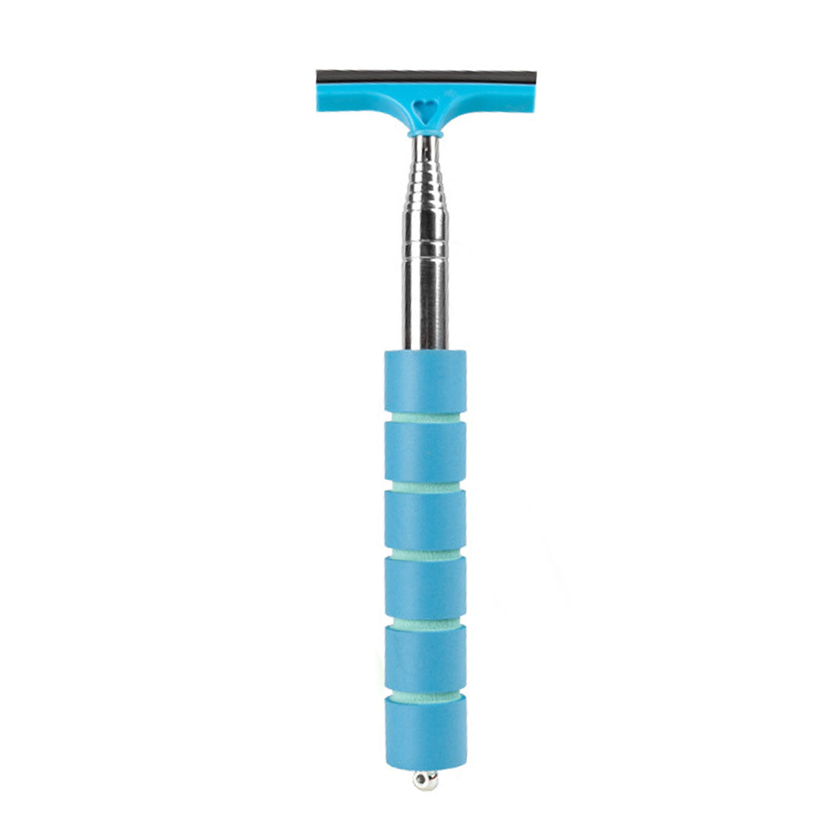 Car Rearview Mirror Wiper Stainless Steel Extendable Windshield Glass Scraper Multifunctional Window Defogger Cleaning Tool Blue