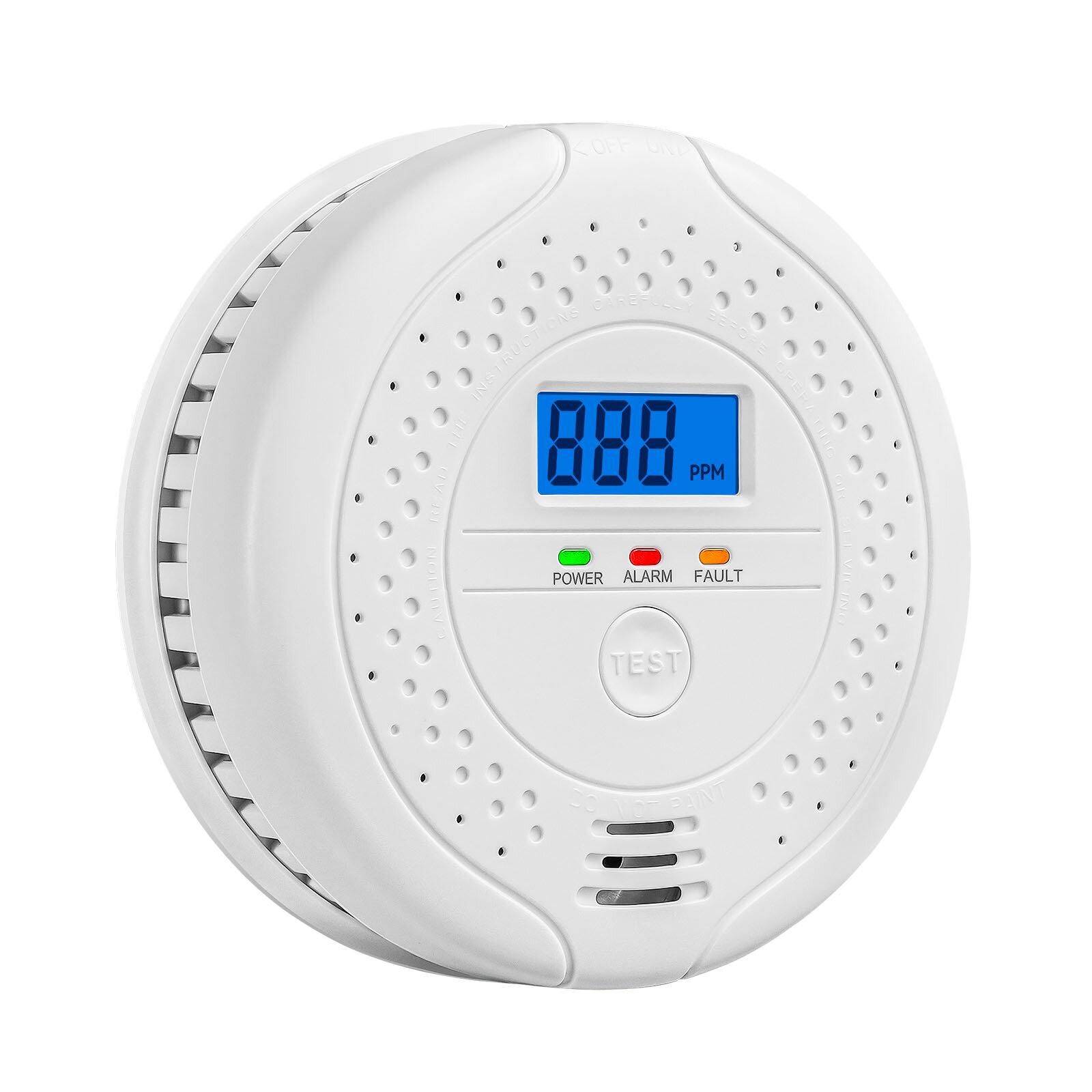 Carbon Monoxide Clock CO Sensor UL2034 Sensor, 1pcs, 4.5V DC, 3 × 1.5V AAA Battery, ABS5, 105.00×105.00×33.00 mm, Digital, Sound Visual Bell, Battery-Operated, Portable, Home Storage