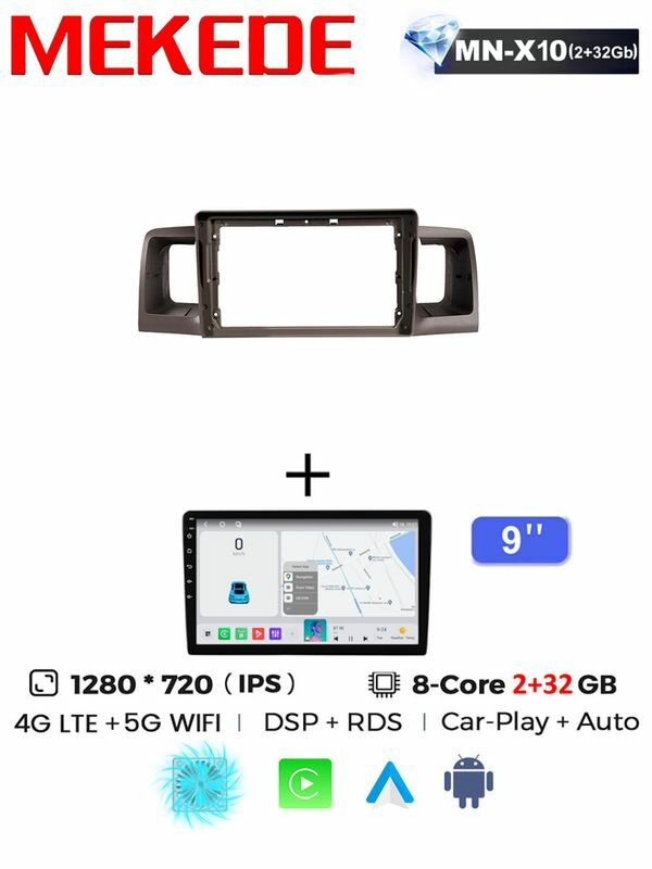Магнитола 9" Mekede MN X10 Pro 2/32 Gb Toyota Corolla E130 E120 2000-2004 carplay