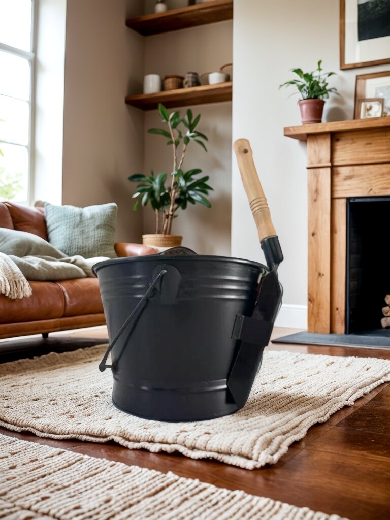 Ведро для золы с крышкой и деревянной ручкой металлическое зольное ведро для камина, печи и гриля