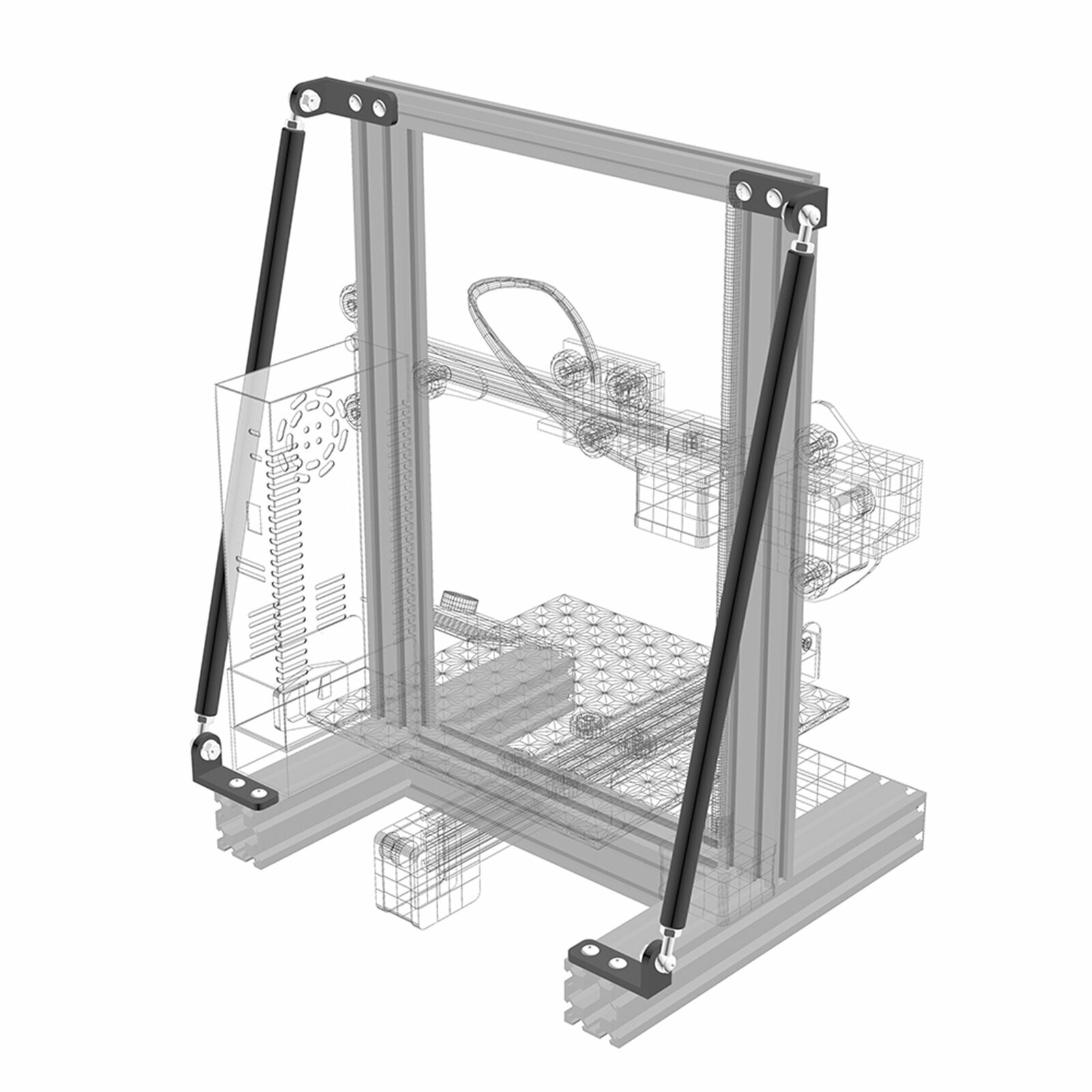 Комплект стержней для поддержки 3D-принтера из алюминиевого сплава черного цвета, совместимый с Creality Ender-3/Ender-3S/Ender-3 Pro, 2 шт. стержня длиной 36.5 см, 4 шт. соединитель стержней, 4 шт. рыбашковый болт M6*35, 4 шт. гаечка шестигранная M6, 8