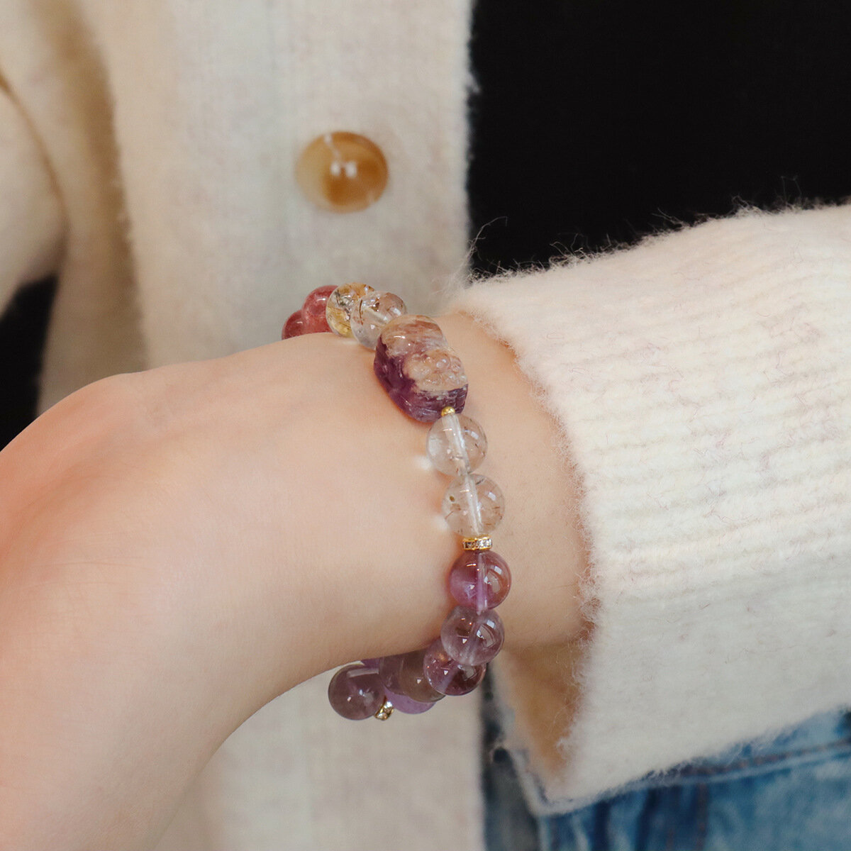 Браслет для гадания, YM Mall из аметиста и Пиксю Камень Привлекает финансовую удачу