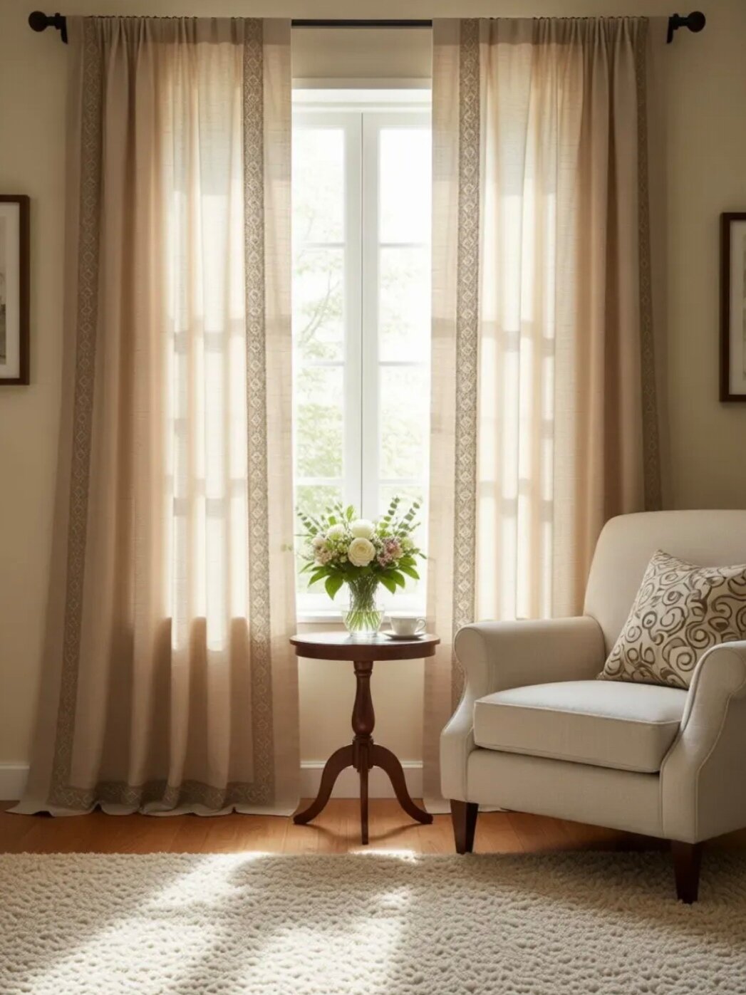 Шторы "ЛЕН и кружево", благородный лен для окна спальни, гостиной или детской комнаты, высота 2,6 ширина 1,5