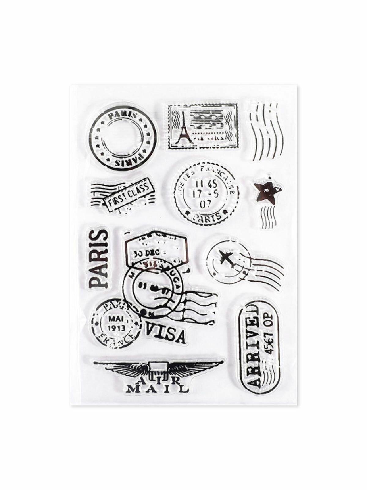 Прозрачные штампы для декора DIY - винтажный почтовый штамп