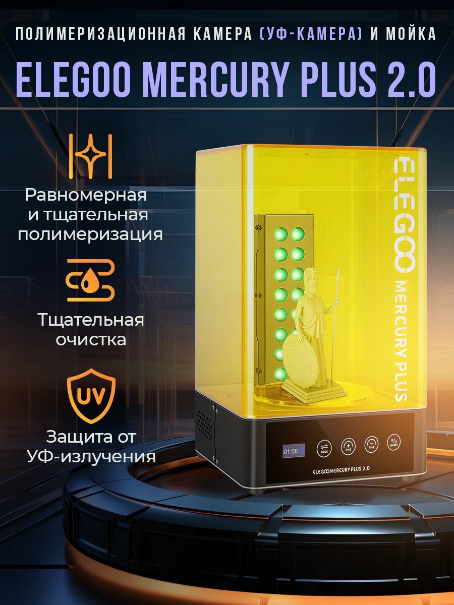 Полимеризационная камера (УФ-камера) и Мойка Elegoo Mercury Plus 2.0